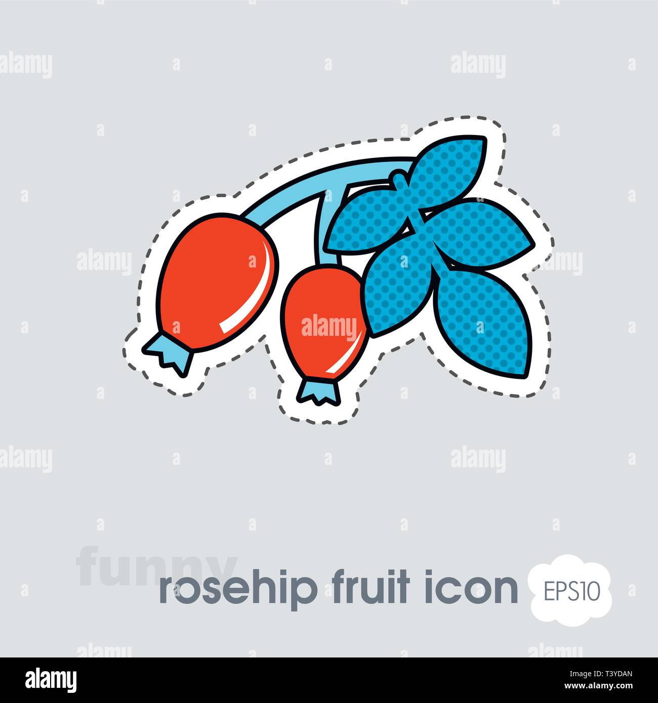 Rosehip branch with red berries icon. Berry fruit sign. Vector ...