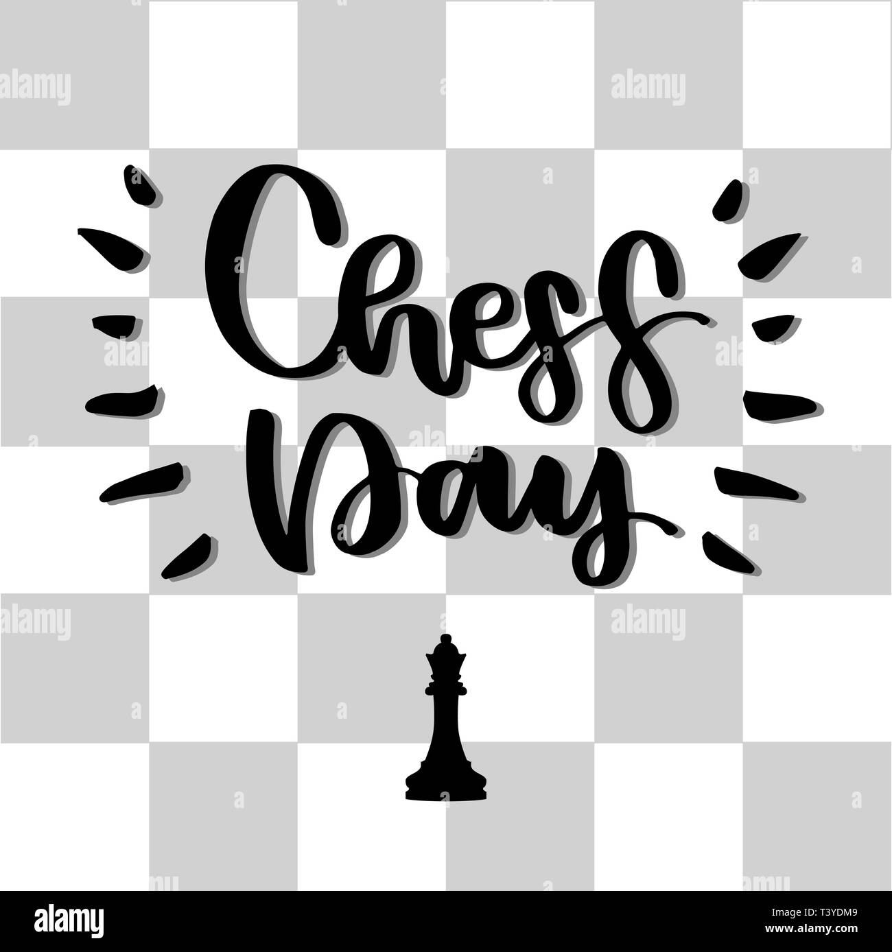 International Chess Day. Words are written by hand with a brush ...