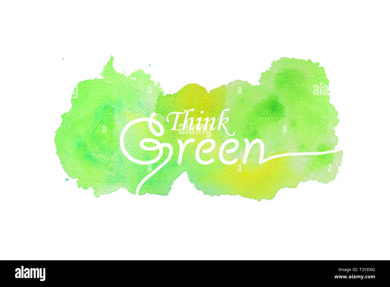 Think Green Text with textured watercolor background Stock Photo - Alamy