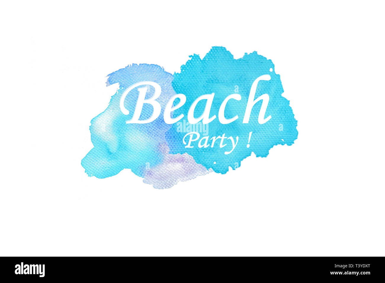 Beach Party Text with textured watercolor background Stock Photo - Alamy