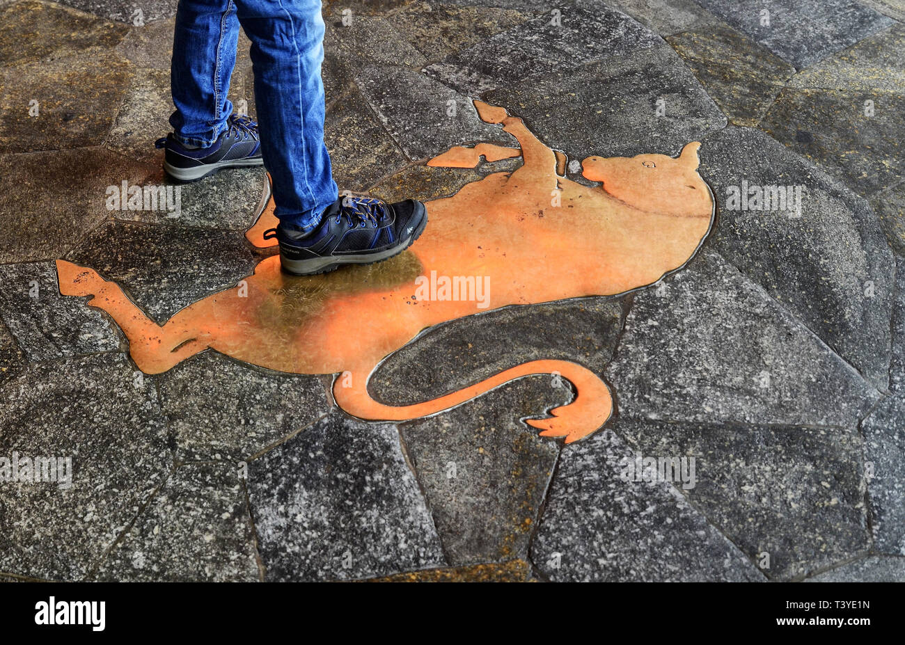 Turin, Piedmont, Italy. March 2019.Piazza San Carlo. In front of one of ...