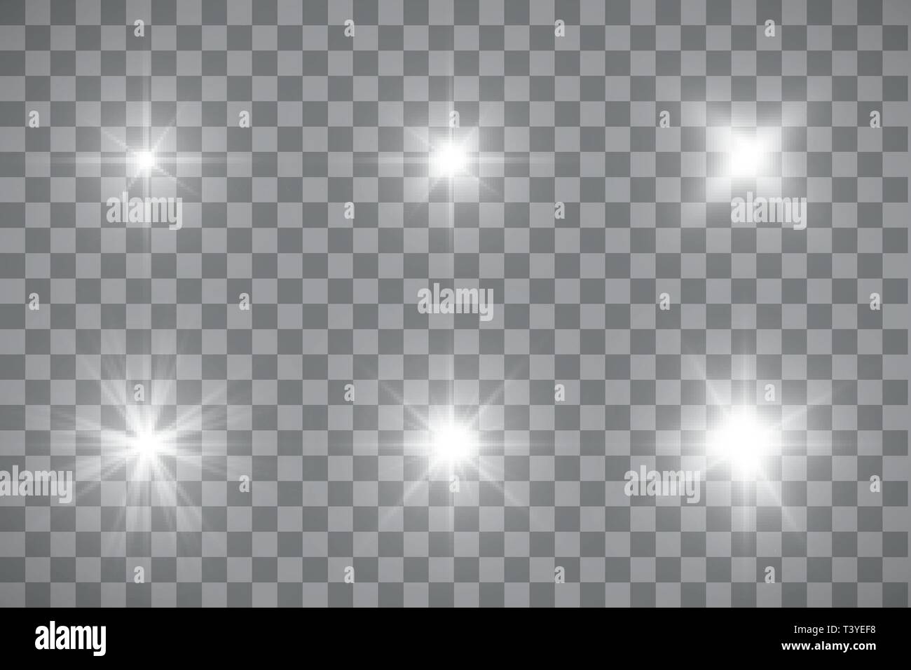 Set of Vector glowing light effect stars bursts with sparkles on transparent background ...