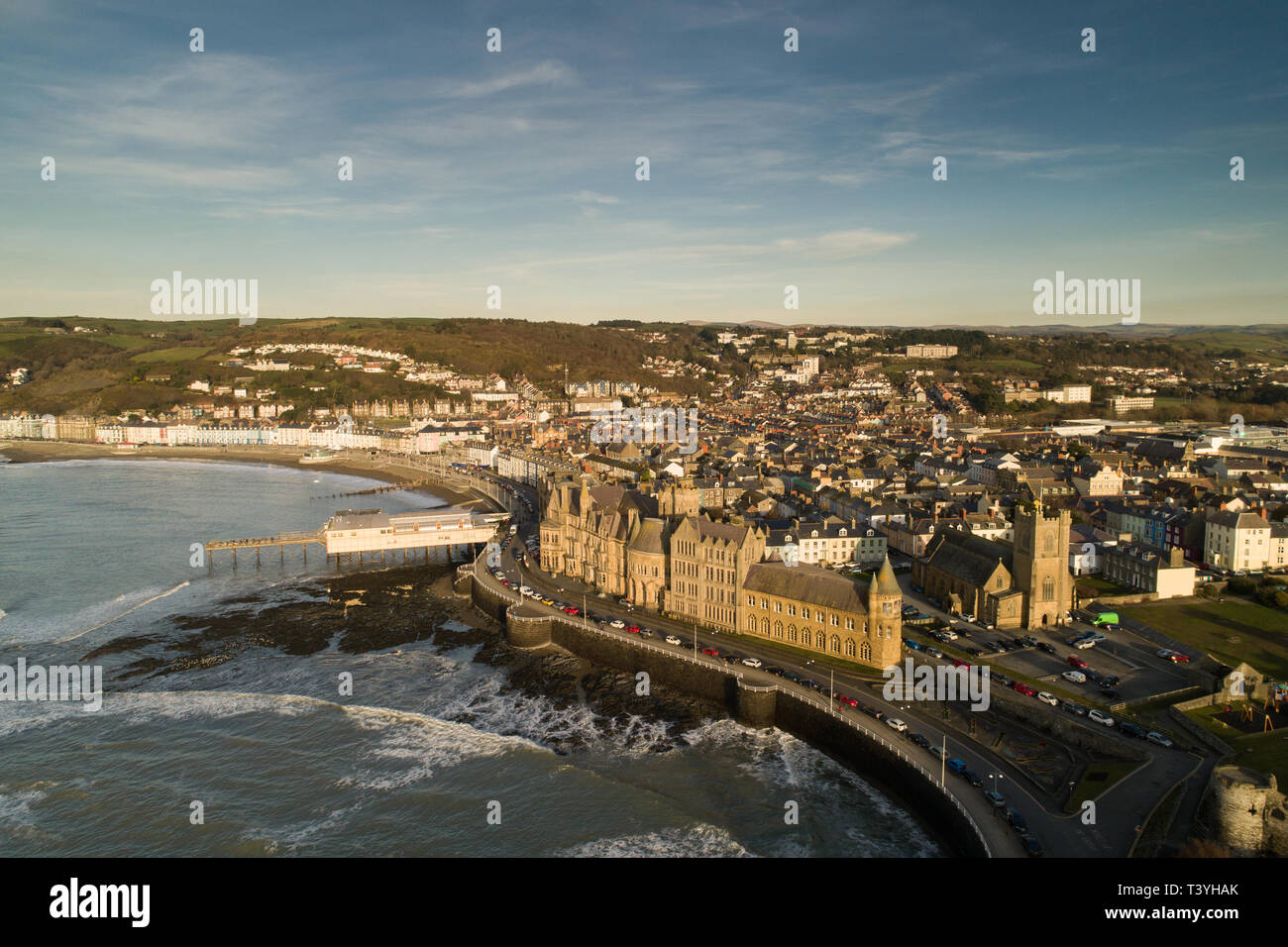 An aerial view of the iconic sandstone architecture of the Victorian ...