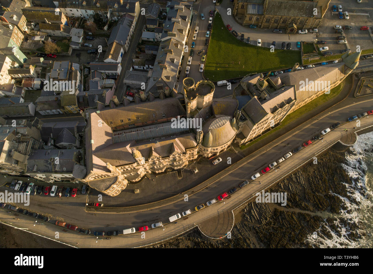 An aerial view of the iconic sandstone architecture of the Victorian ...