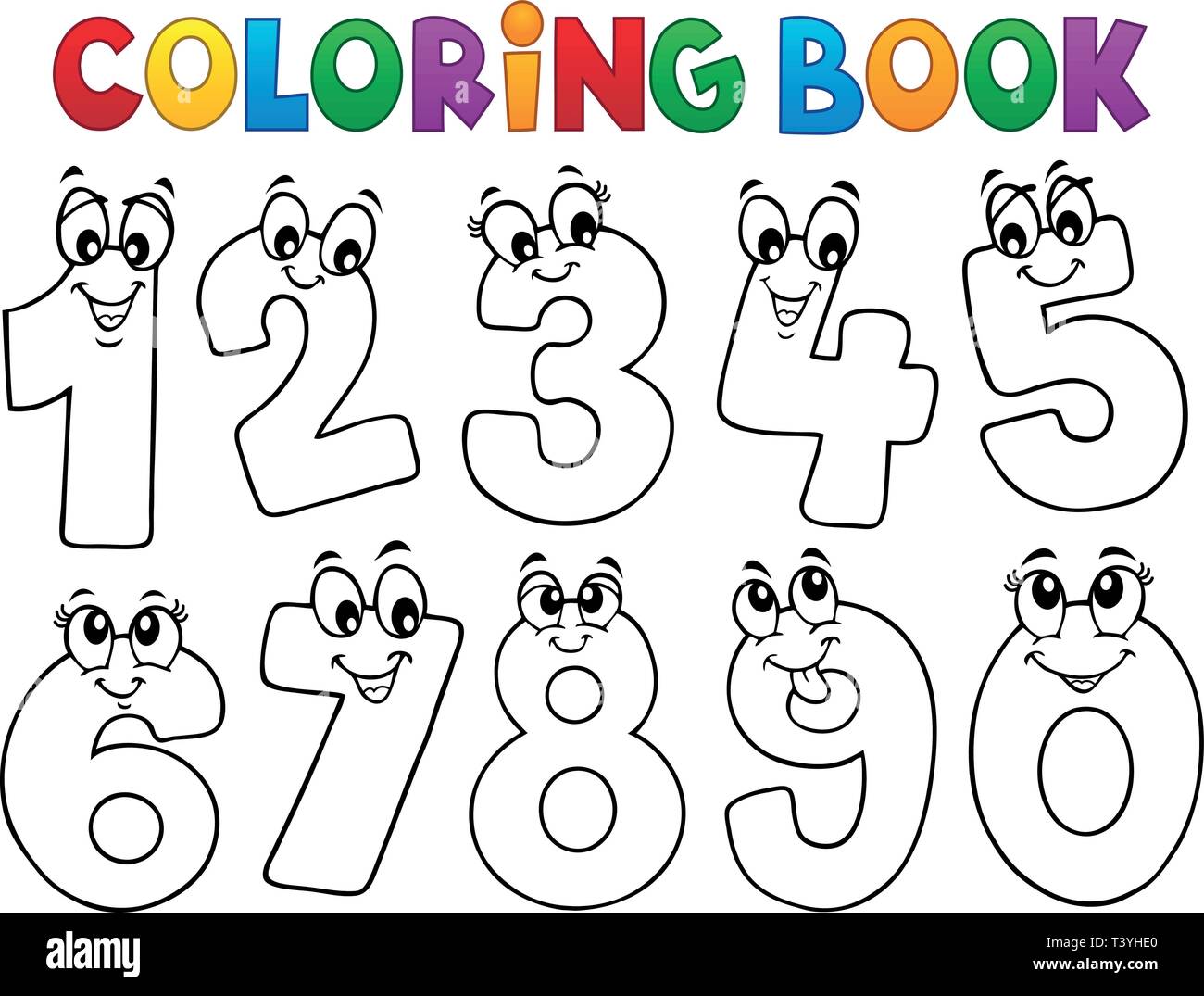 Coloring book cartoon numbers set 1 - eps10 vector illustration Stock ...