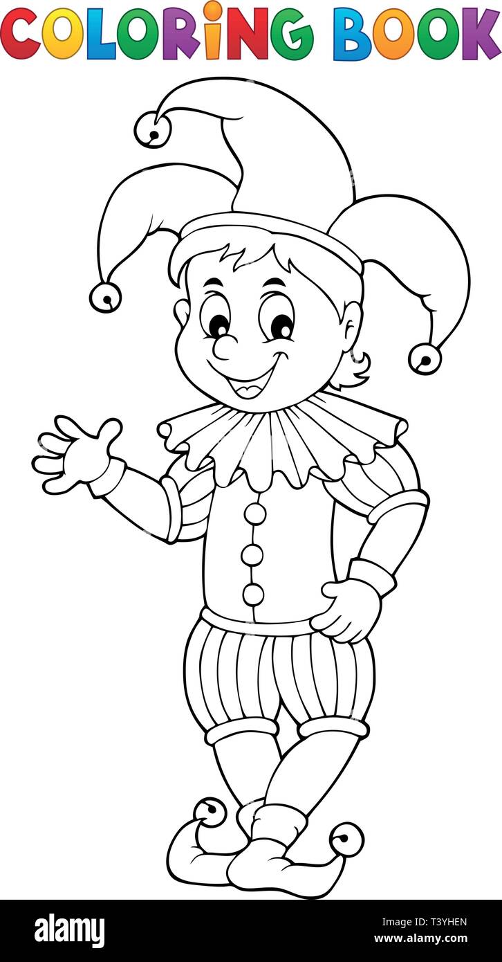 Coloring book happy jester theme 1 - eps10 vector illustration Stock ...
