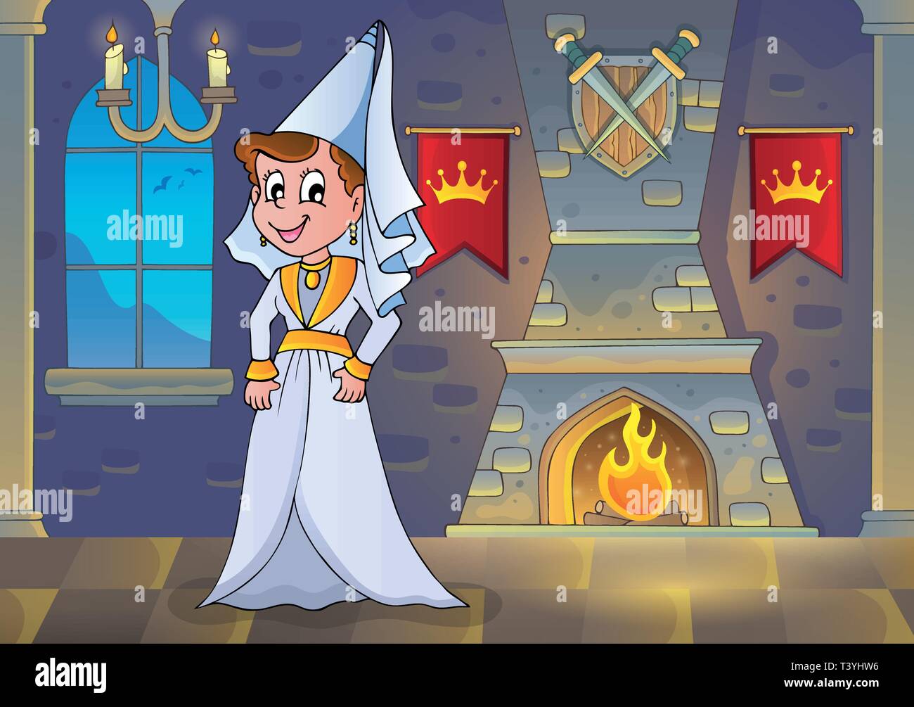 Medieval lady in castle theme 1 - eps10 vector illustration Stock ...