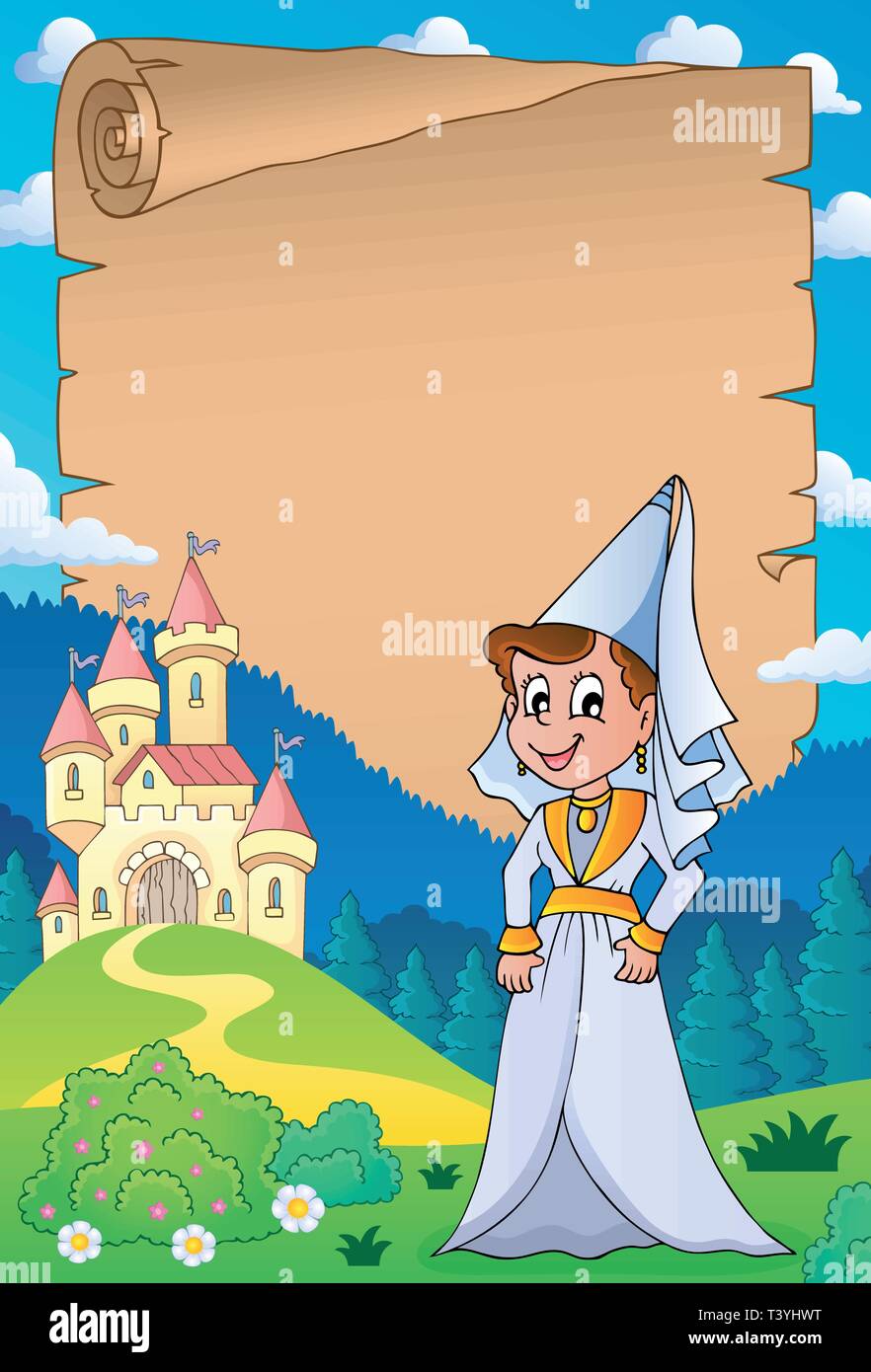 Medieval lady theme parchment 1 - eps10 vector illustration Stock ...