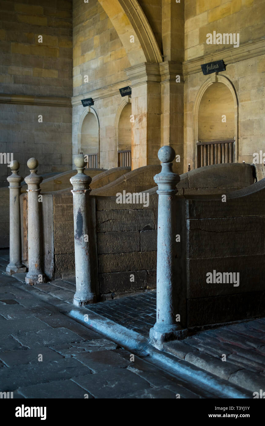England, Northumberland, Seaton Delaval Hall. Stone stables at Seaton ...