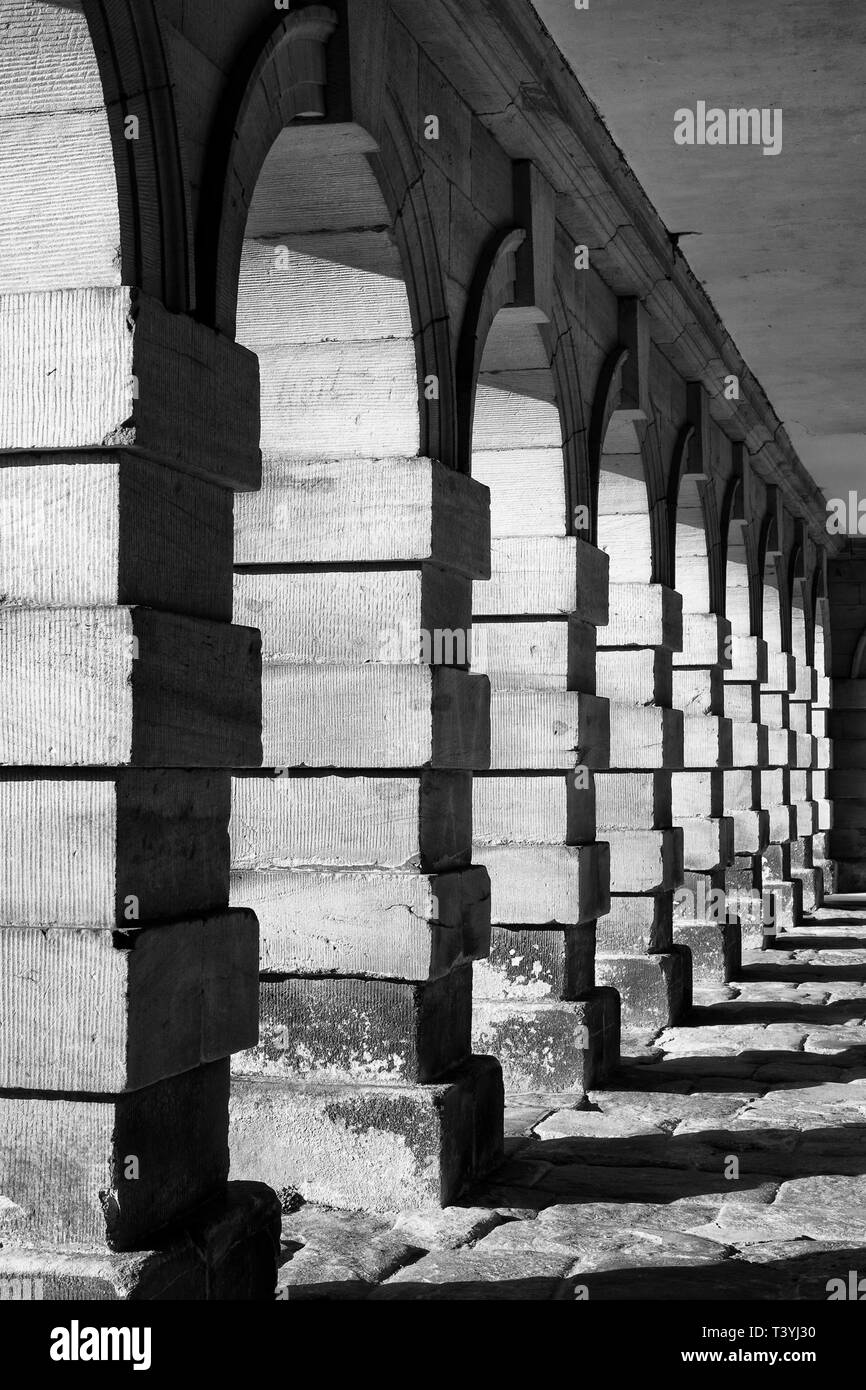 England, Northumberland, Seaton Delaval Hall. Stone archway at Seaton ...