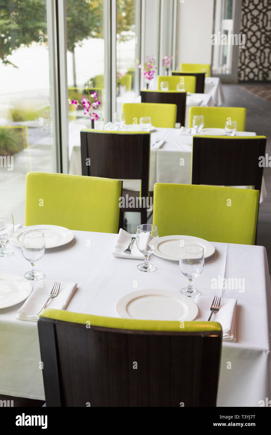 Set tables in Thai restaurant Stock Photo - Alamy