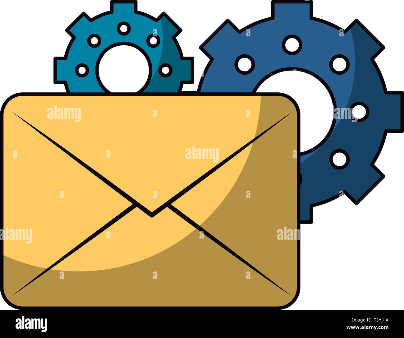 Email and gears symbols Stock Vector Image & Art - Alamy
