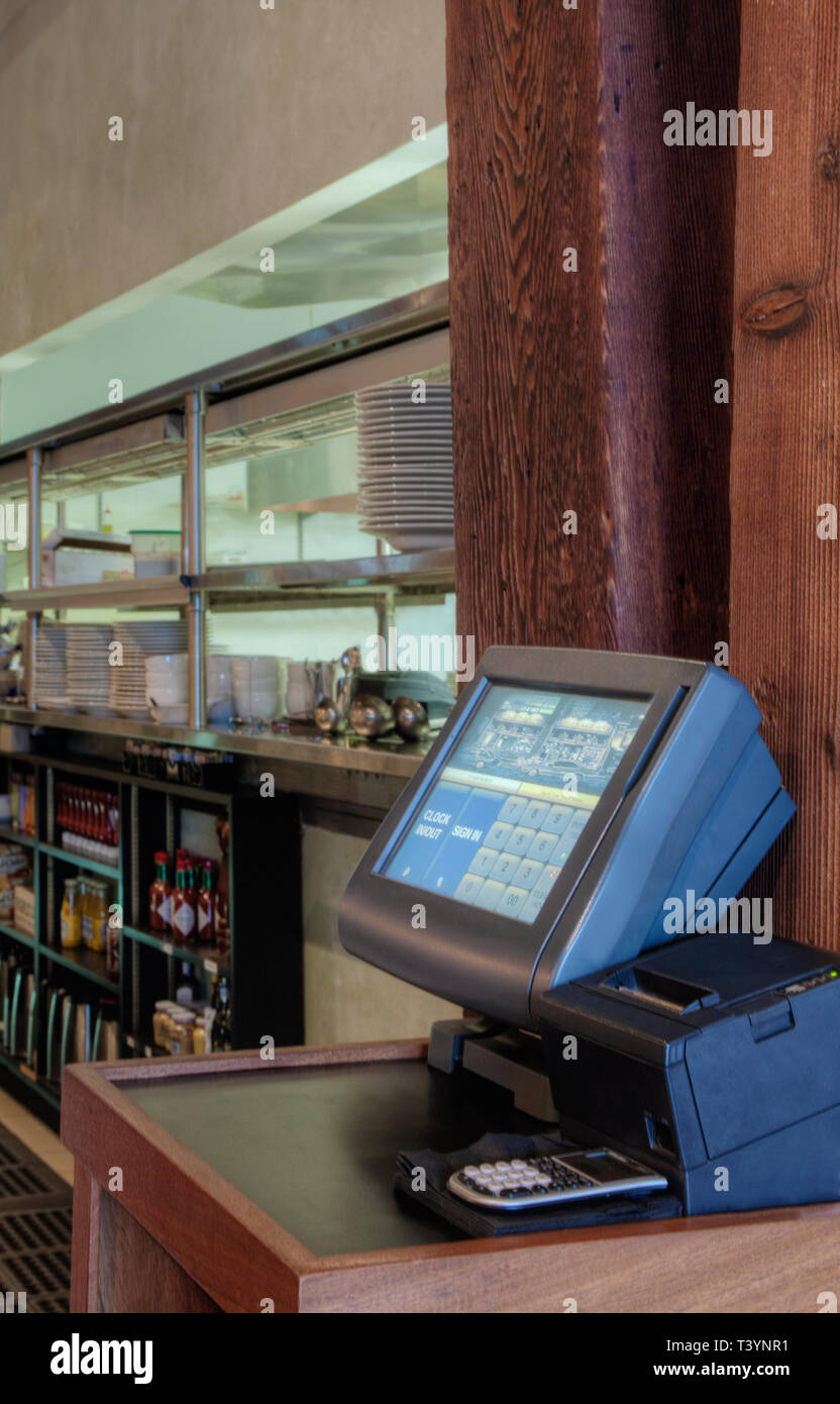 Computer register in restaurant Stock Photo - Alamy