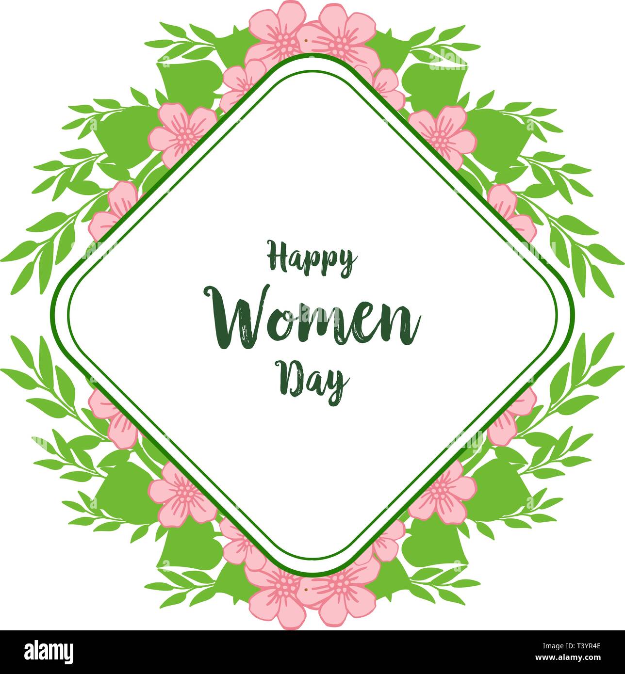 Vector illustration banner of happy women day with pattern of leaf ...