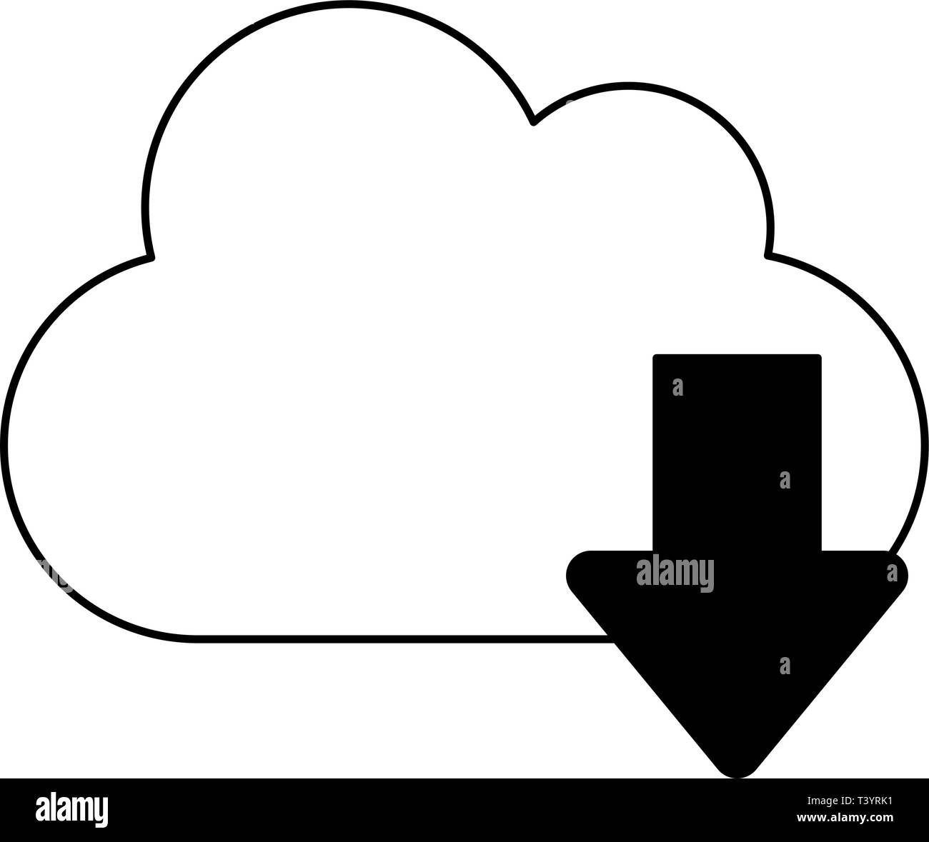 Cloud computing download symbol in black and white Stock Vector Image ...