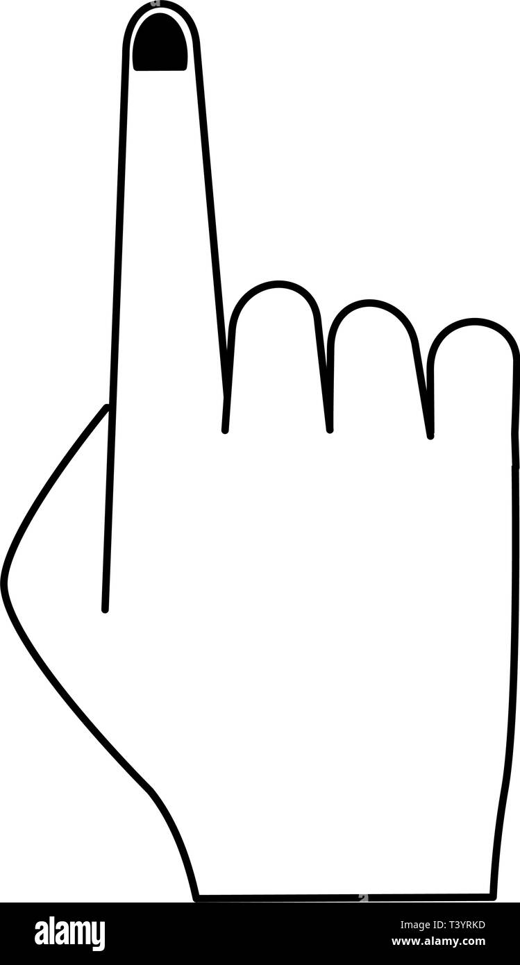Hand touching something symbol in black and white Stock Vector Image ...