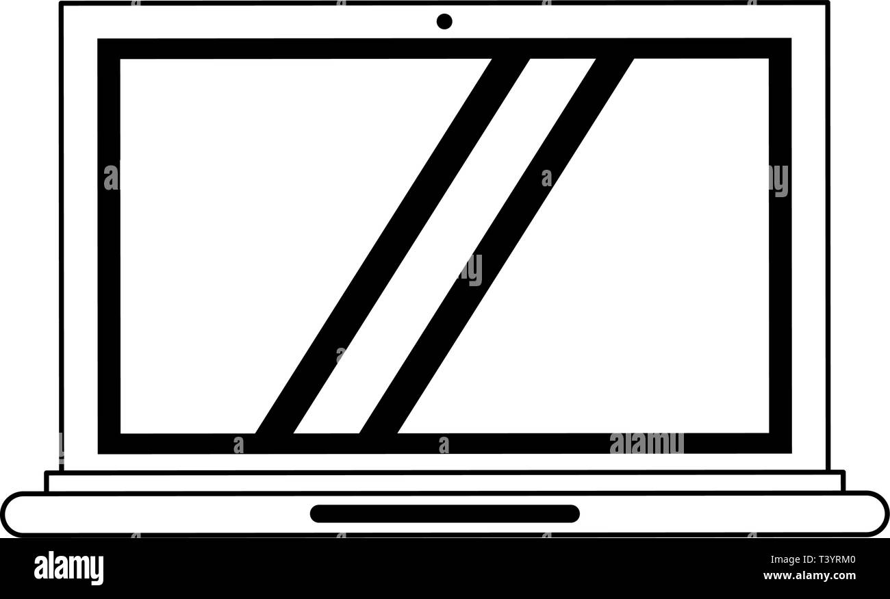 Laptop computer technology in black and white Stock Vector Image & Art ...