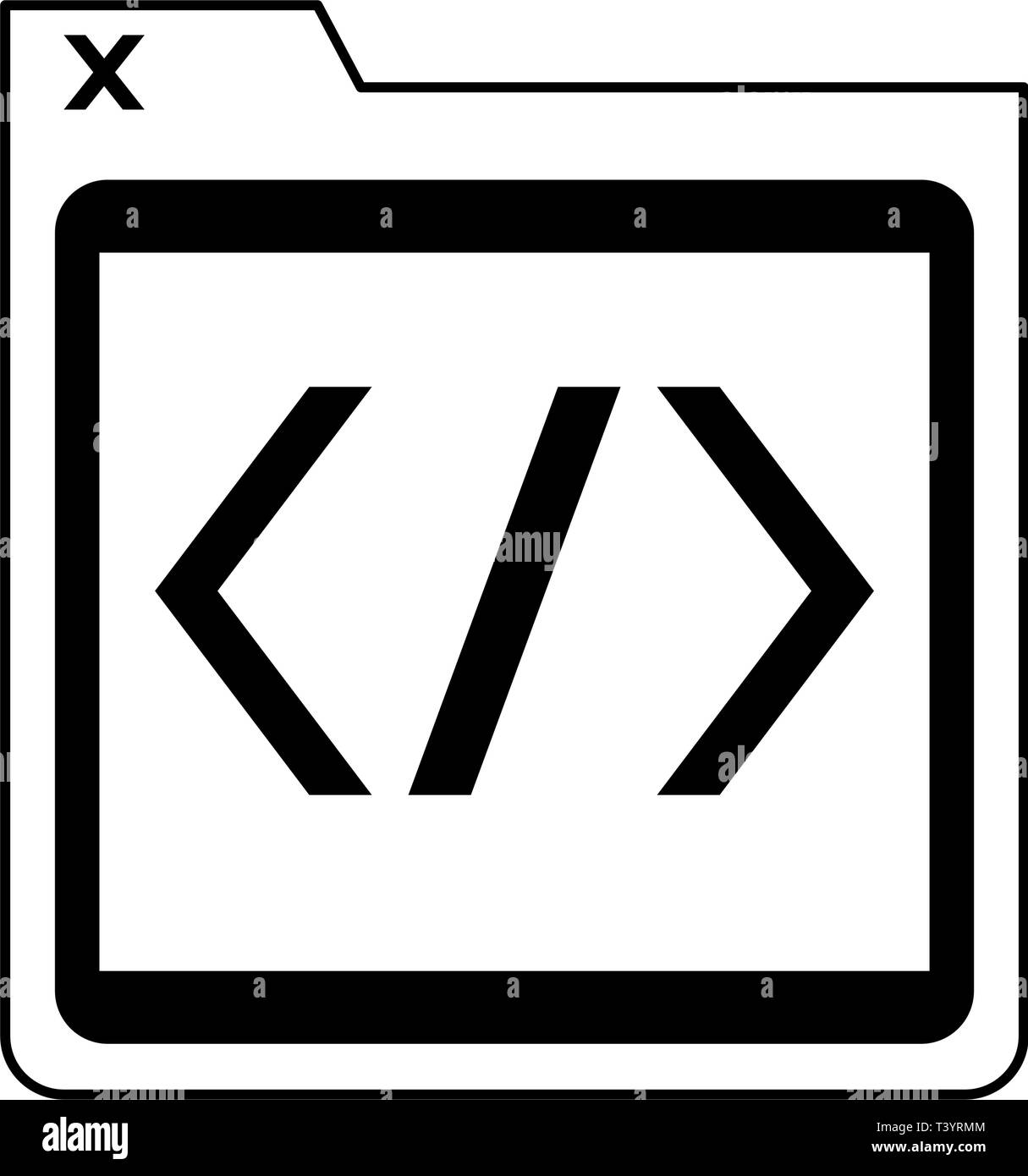 Programmer code window symbol in black and white Stock Vector Image ...