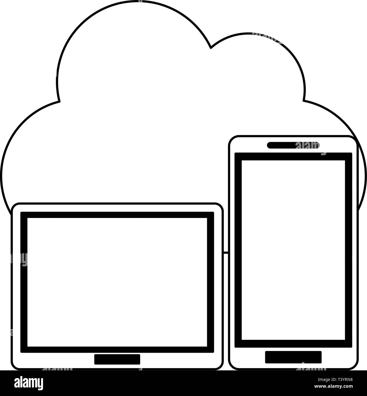 Cloud computing technology in black and white Stock Vector Image & Art ...