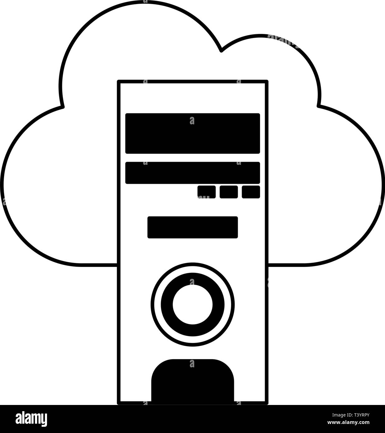 Cloud computing technology in black and white Stock Vector Image & Art ...