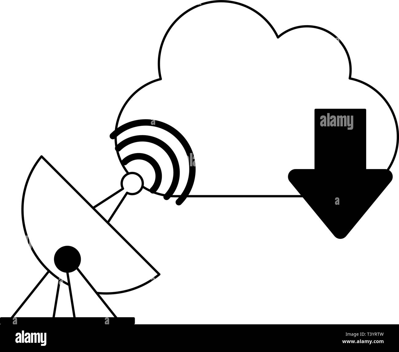 Cloud computing technology in black and white Stock Vector Image & Art ...