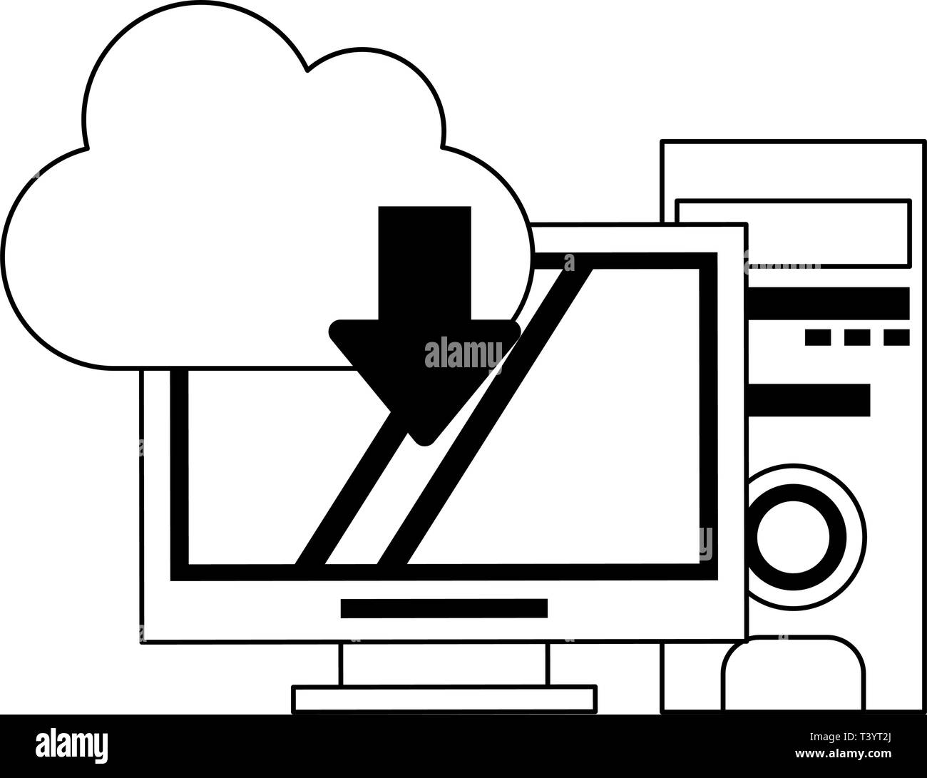 Cloud computing technology in black and white Stock Vector Image & Art ...