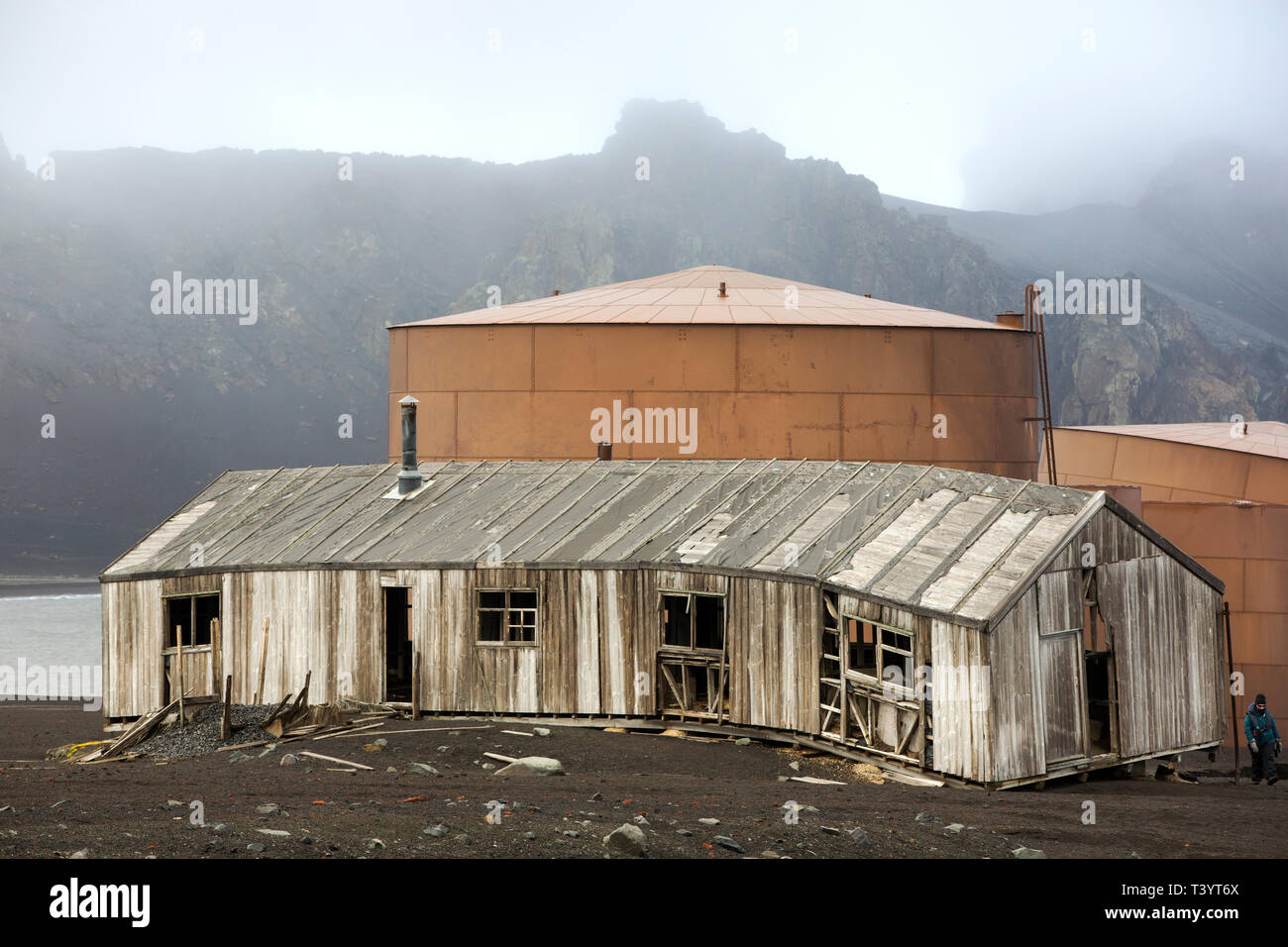 The old British Antarctic Survey base on Decption Island, which had to ...
