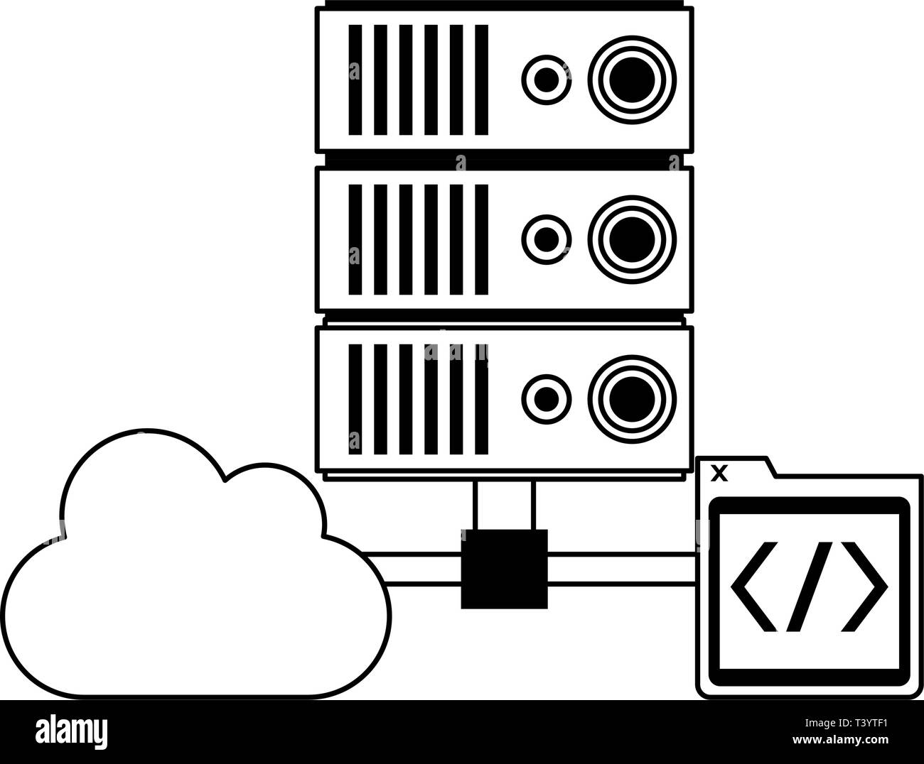 Cloud computing technology in black and white Stock Vector Image & Art ...