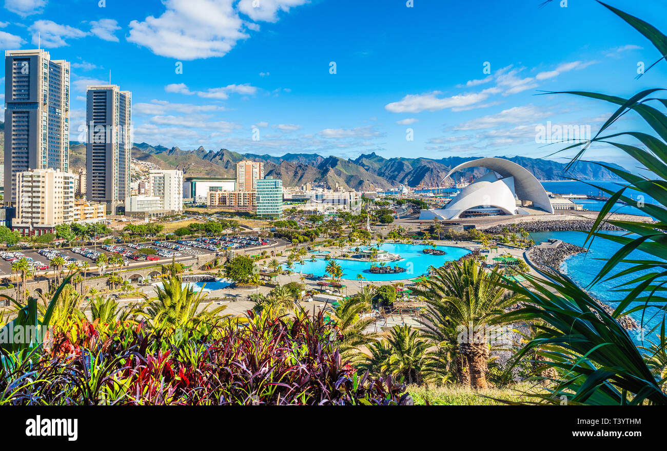 Landscape with Santa Cruz, capital of Tenerife, Canary island, Spain ...