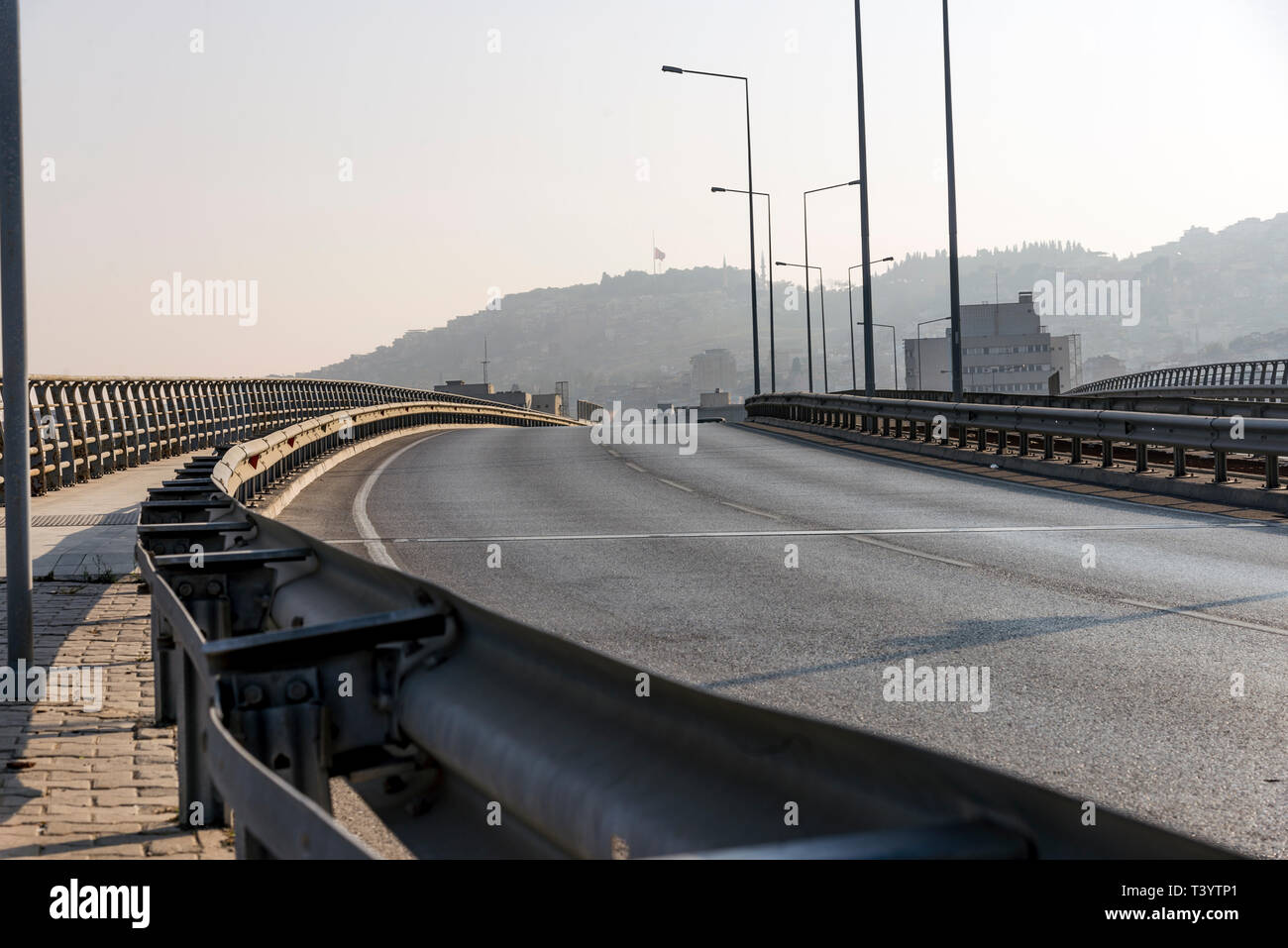 Barriers of Urban highway bridge road view for photo manipulatipon ...