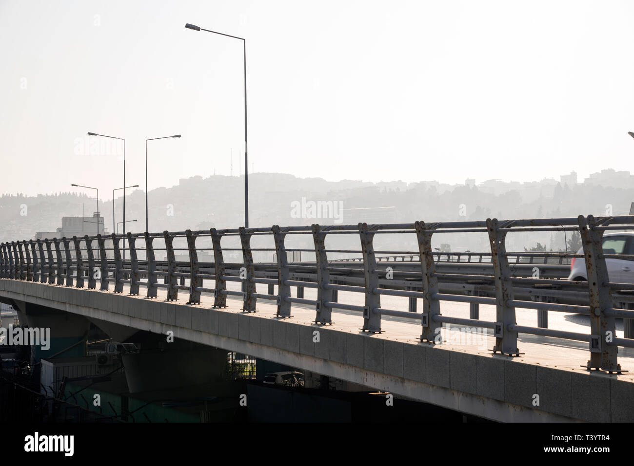 Barriers of Urban highway bridge road view for photo manipulatipon ...