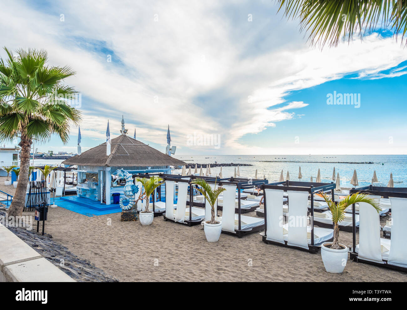 Landscape with Fanabe beach at Adeje Coast, Tenerife, Canary Islands ...