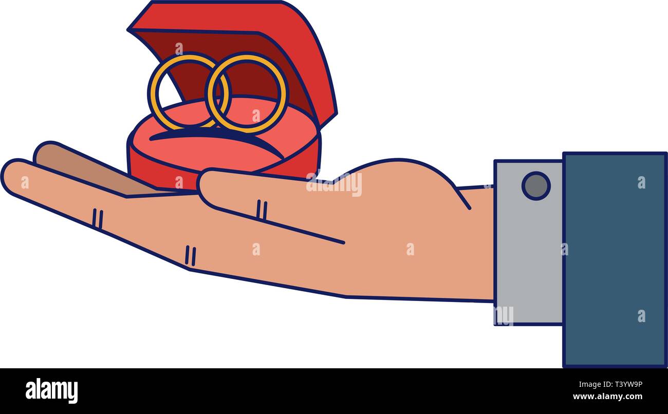 Hand with wedding rings cartoon blue lines Stock Vector Image & Art - Alamy