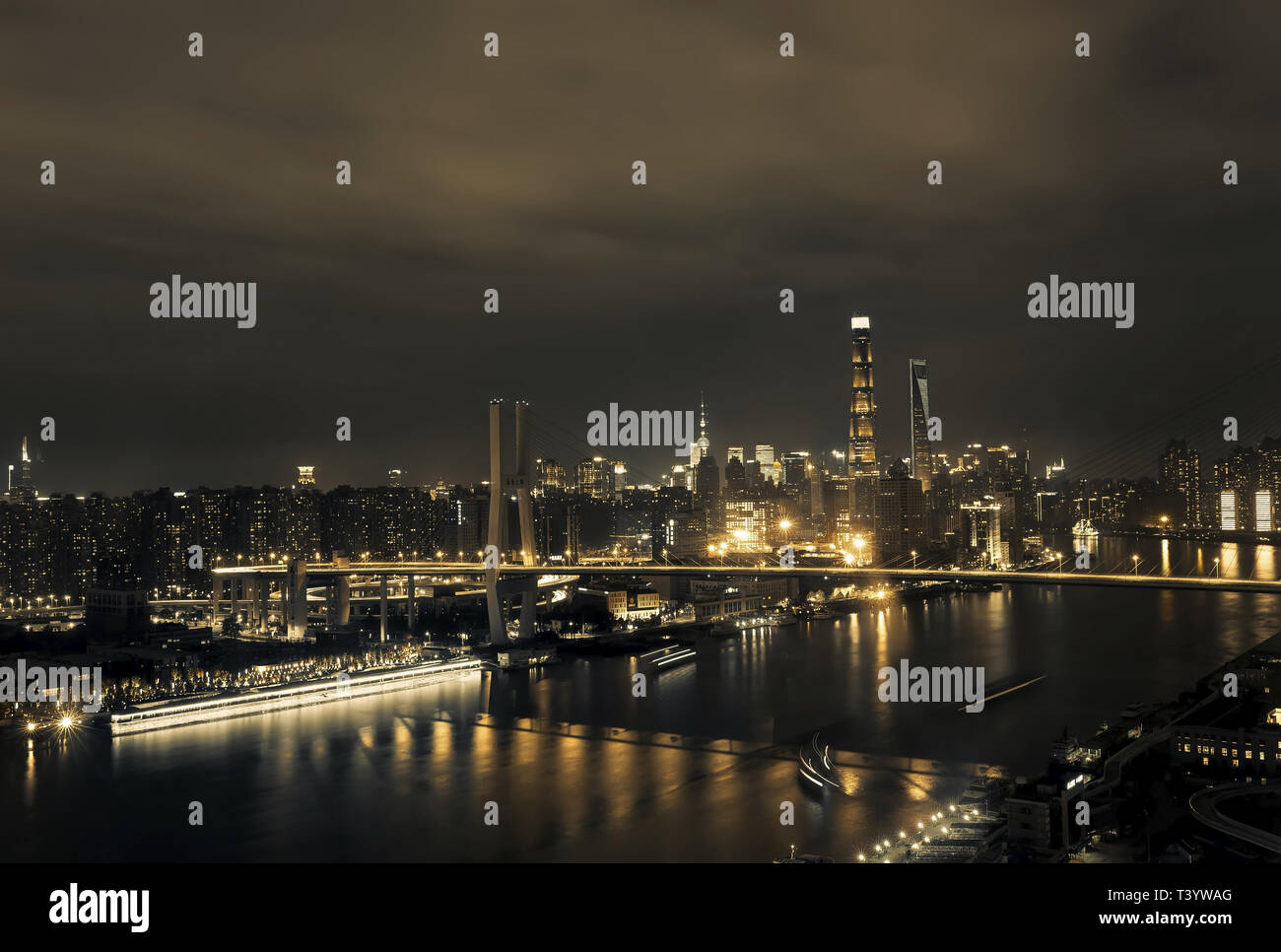 night of Nanpu bridge Stock Photo - Alamy