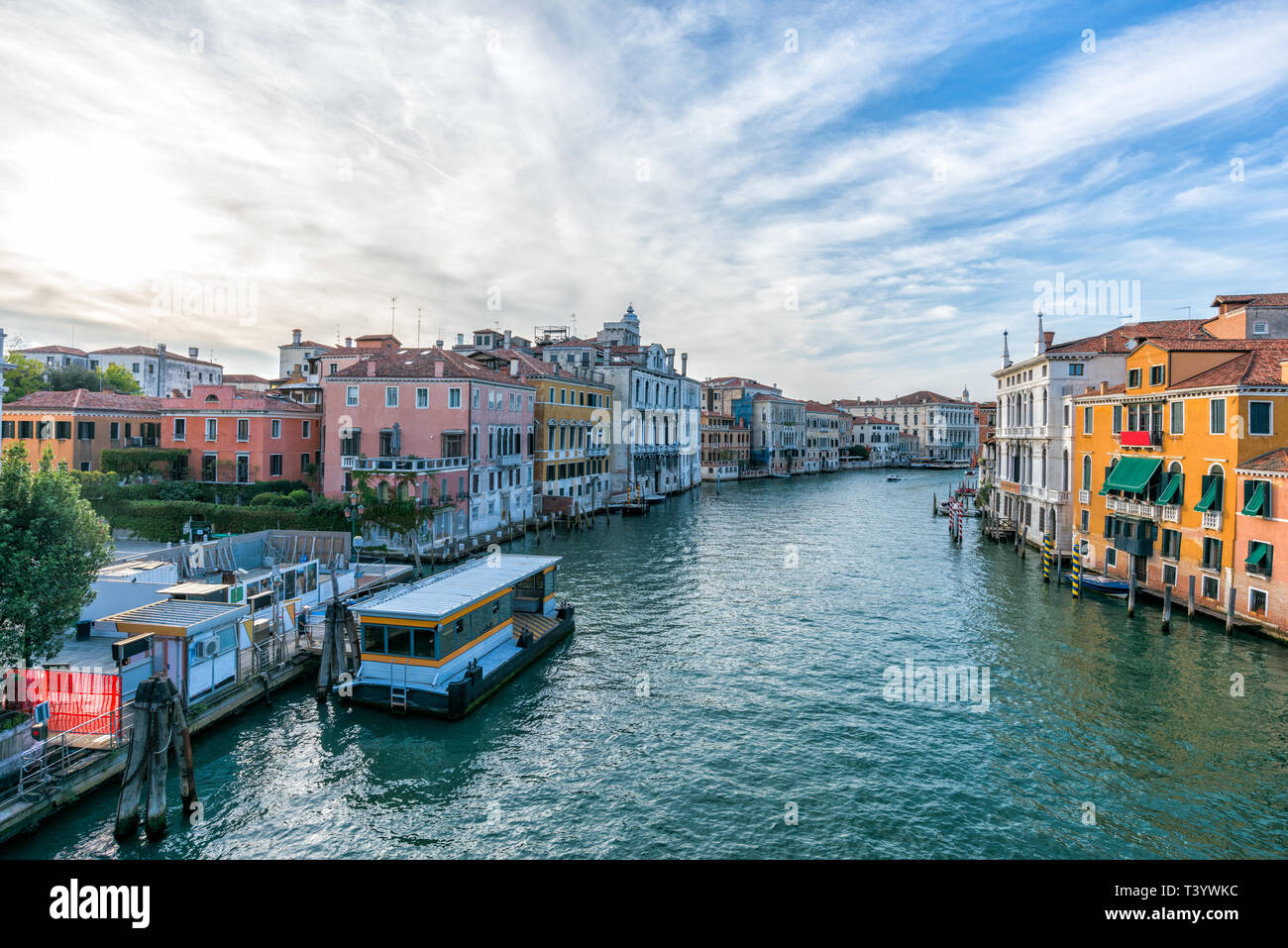 Italy. Venice. Urban landscape of the Grand Canal in Venice with boats ...