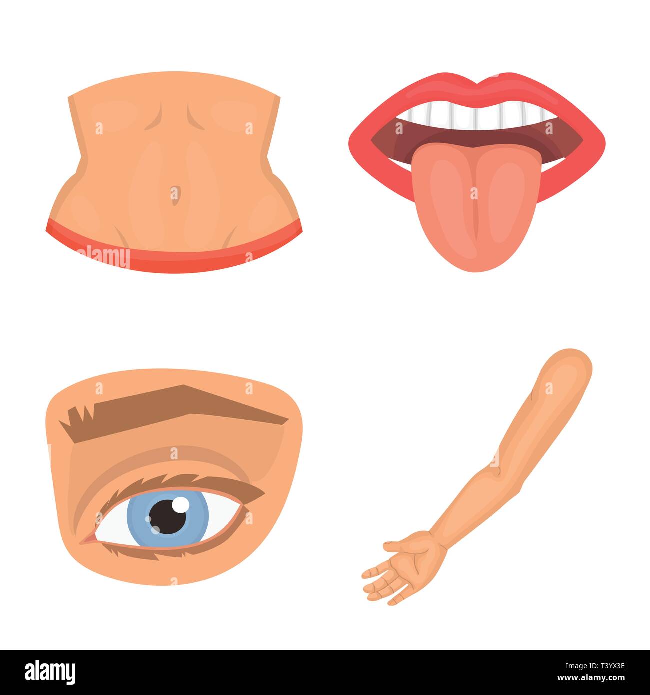 Vector illustration of body and part symbol. Collection of body and ...