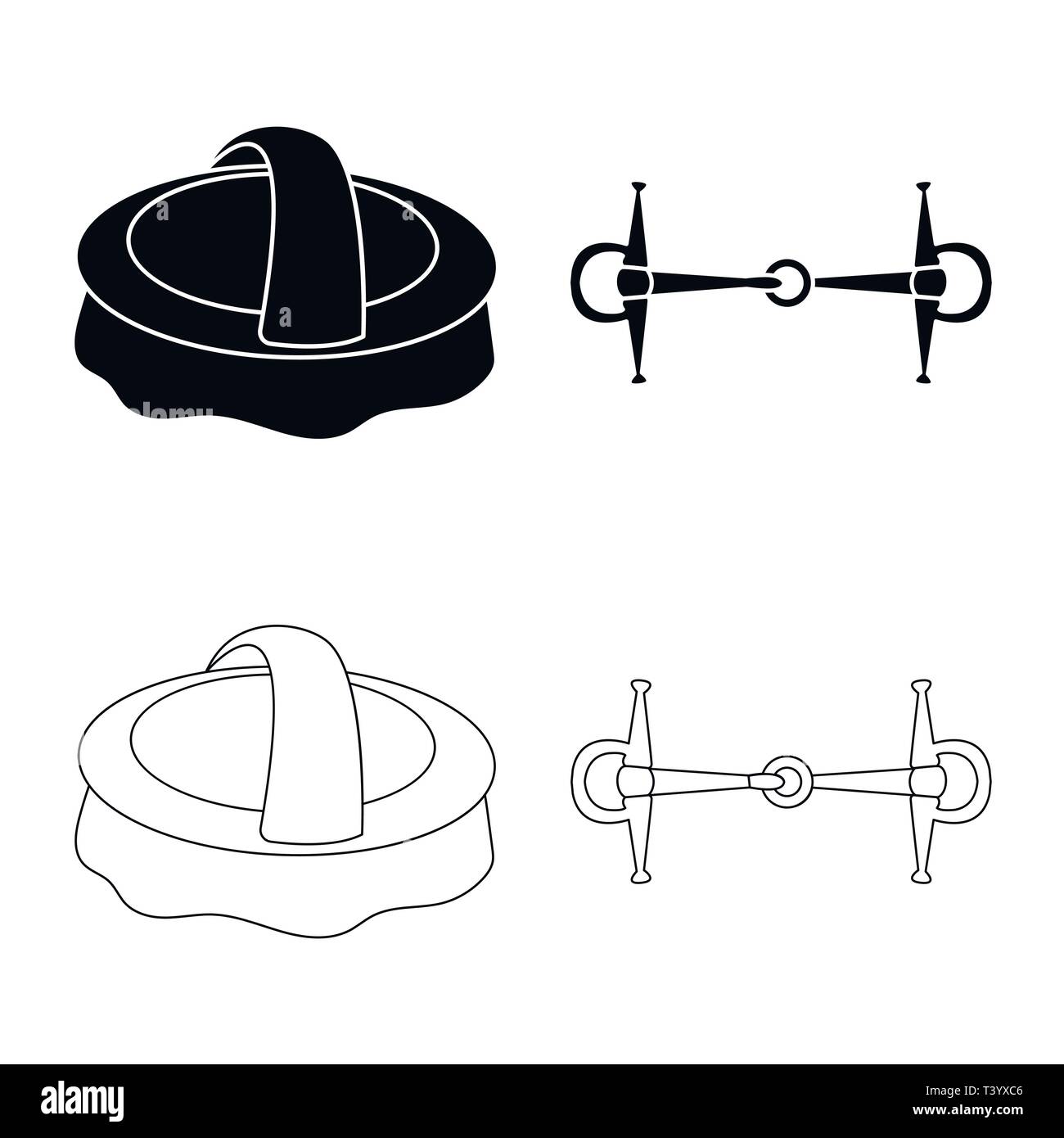 Vector illustration of equipment and riding sign. Collection of ...