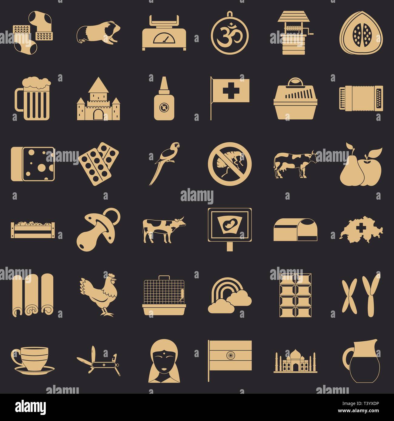 Eating cow icons set, simple style Stock Vector Image & Art - Alamy