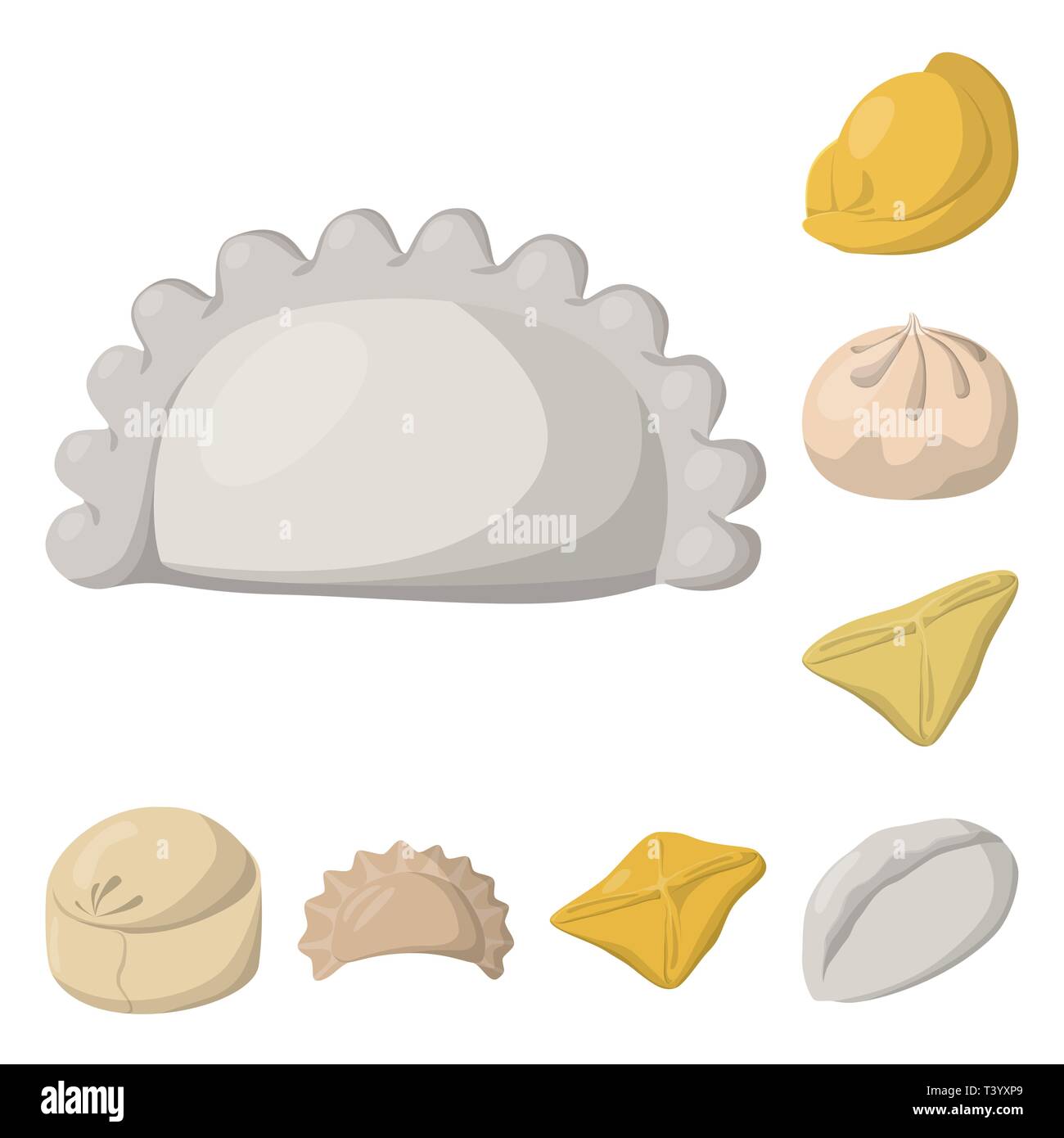 Vector illustration of dumplings and food symbol. Collection of ...