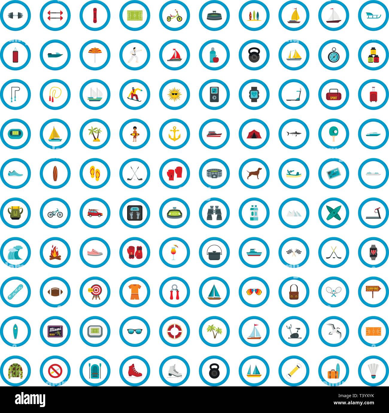 100 sport skill icons set, flat style Stock Vector Image & Art - Alamy