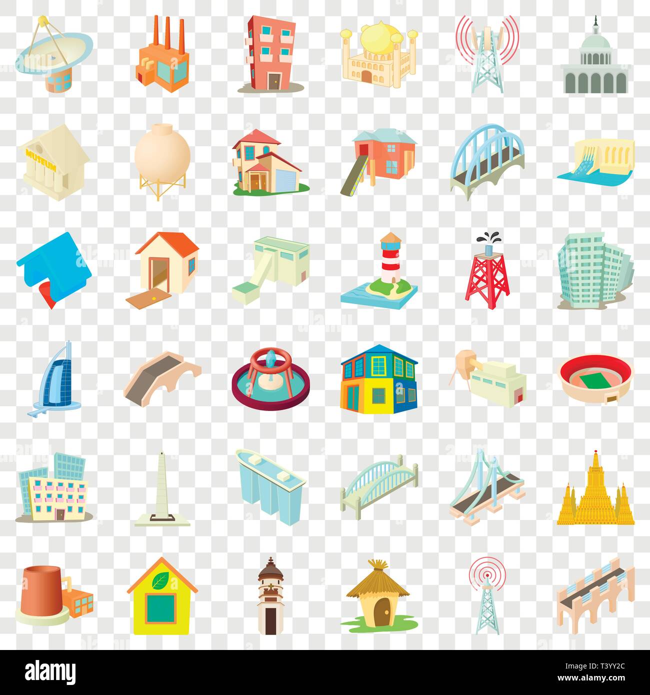 Town building icons set, cartoon style Stock Vector Image & Art - Alamy