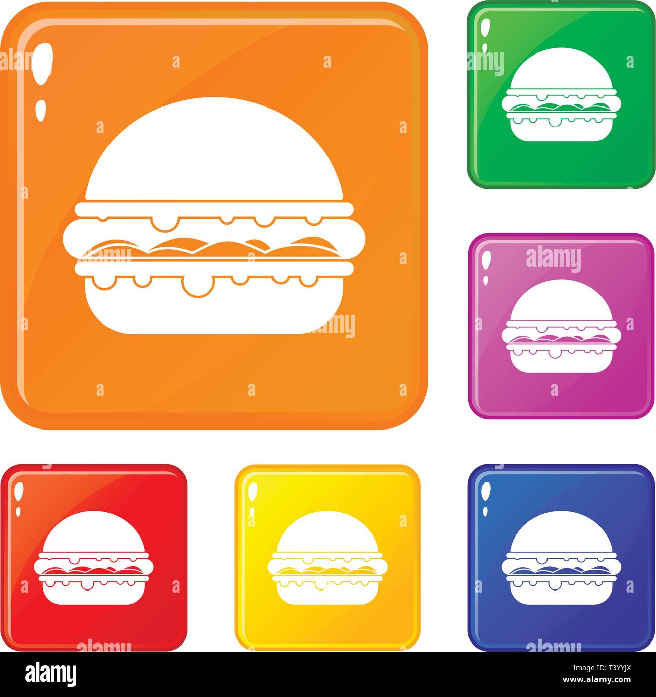 Burger icons set vector color Stock Vector Image & Art - Alamy