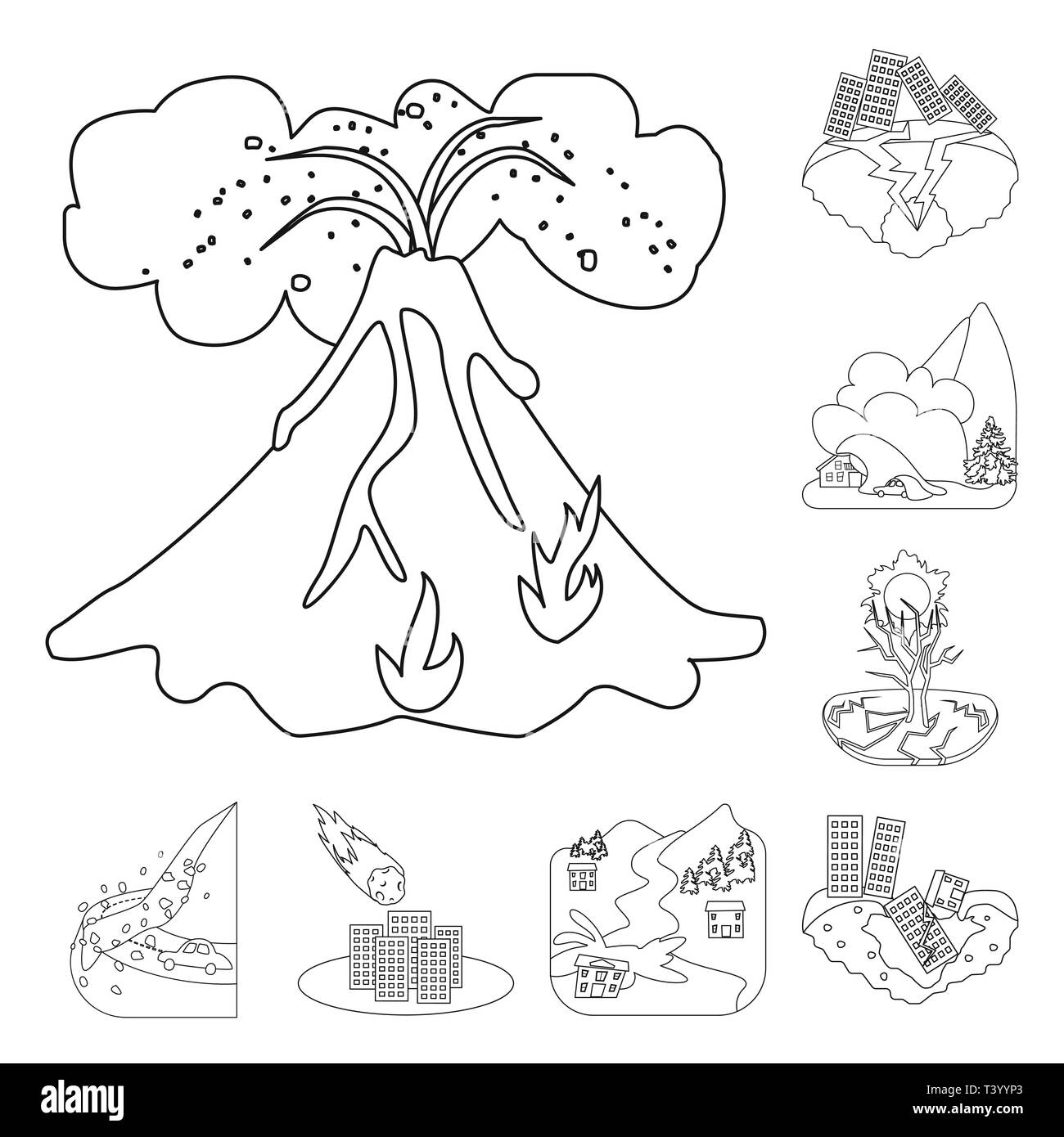 Vector design of cataclysm and disaster icon. Collection of cataclysm ...