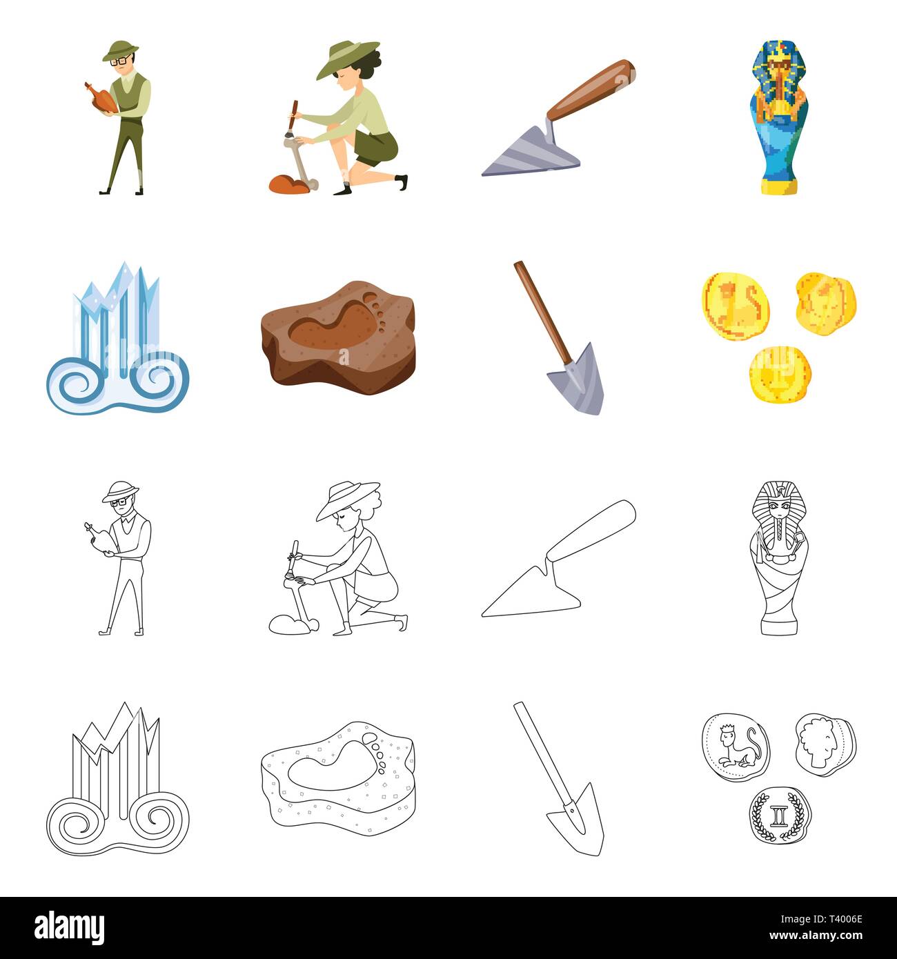 archaeologist,tool,sarcophagus,architecture,rock,shovel,coins,human ...