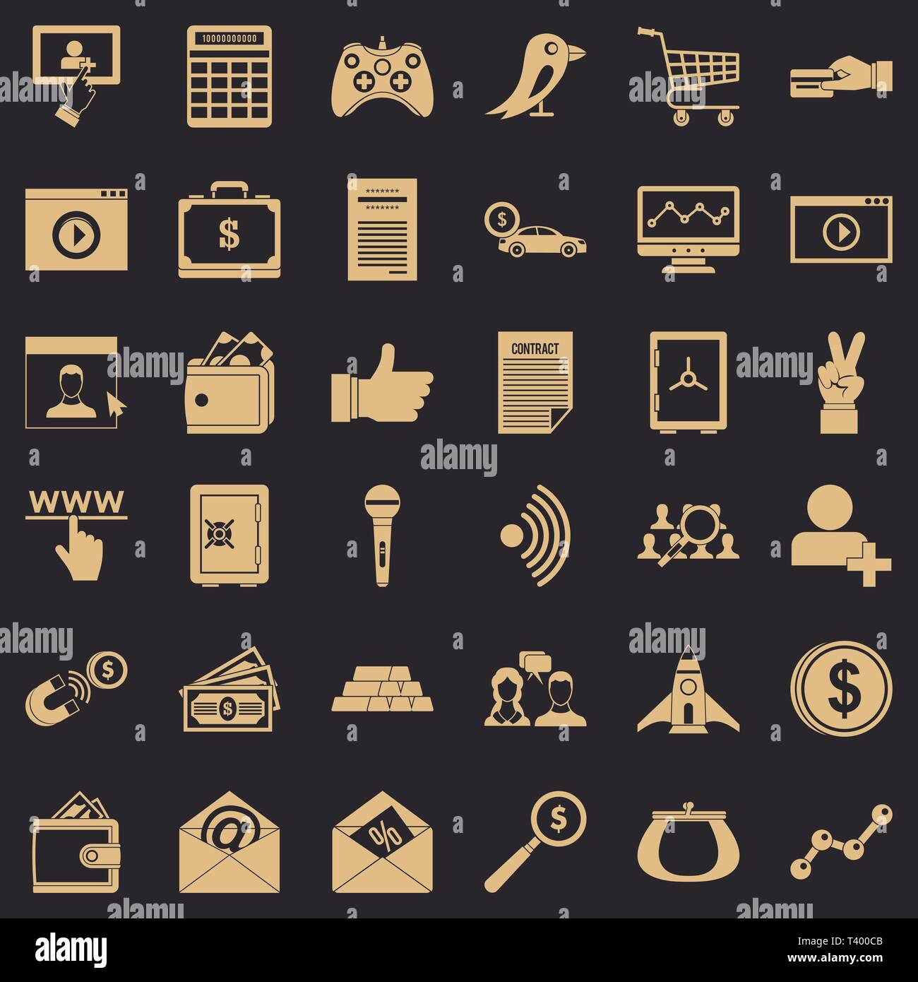 Digital contract icons set, simple style Stock Vector Image & Art - Alamy