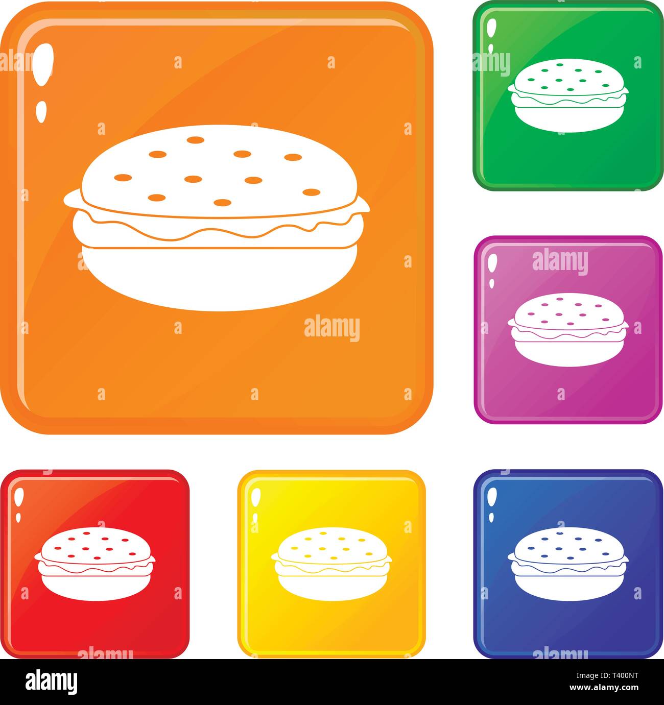 Burger icons set vector color Stock Vector Image & Art - Alamy