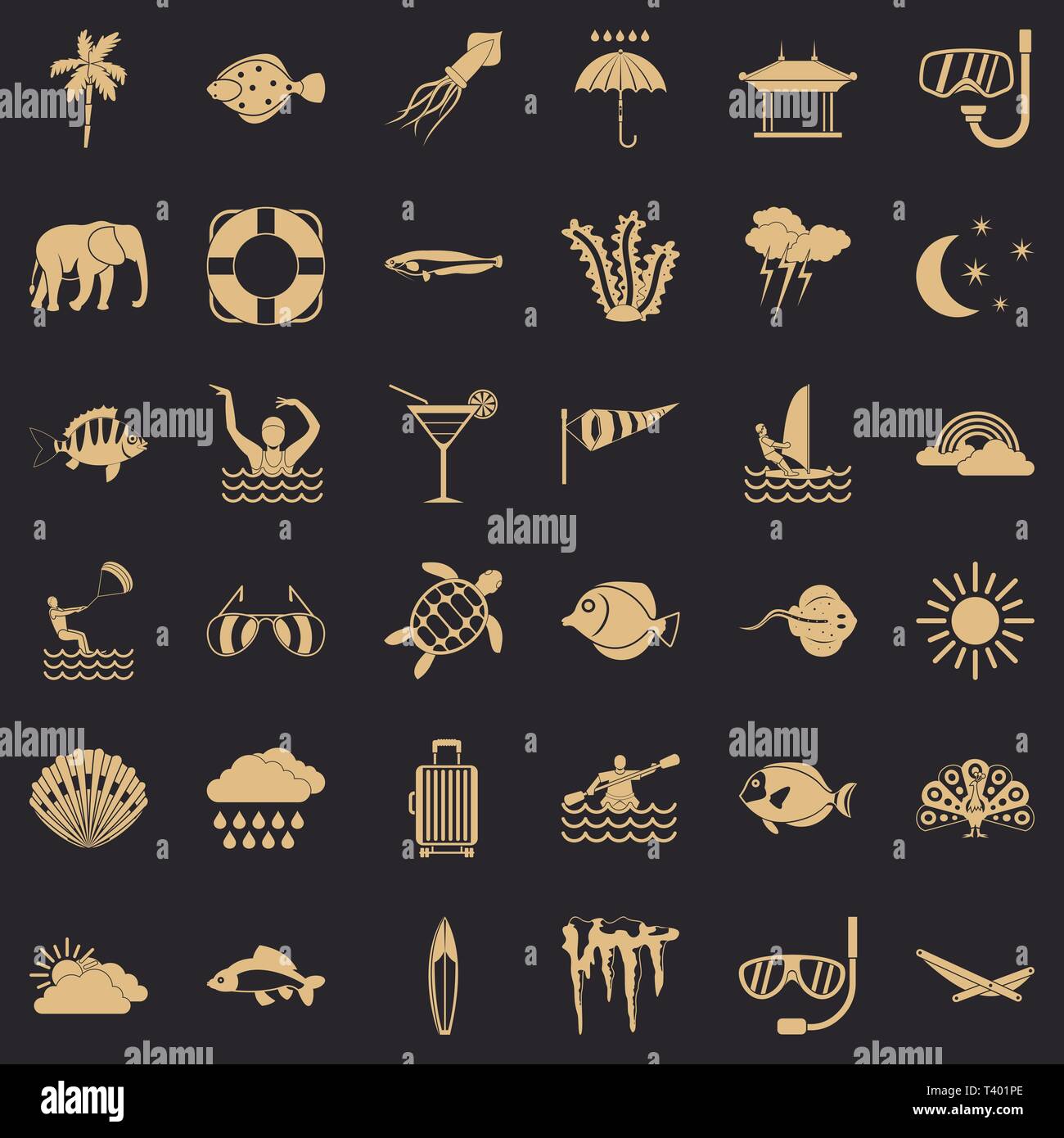 Diving in ocean icons set, simple style Stock Vector Image & Art - Alamy