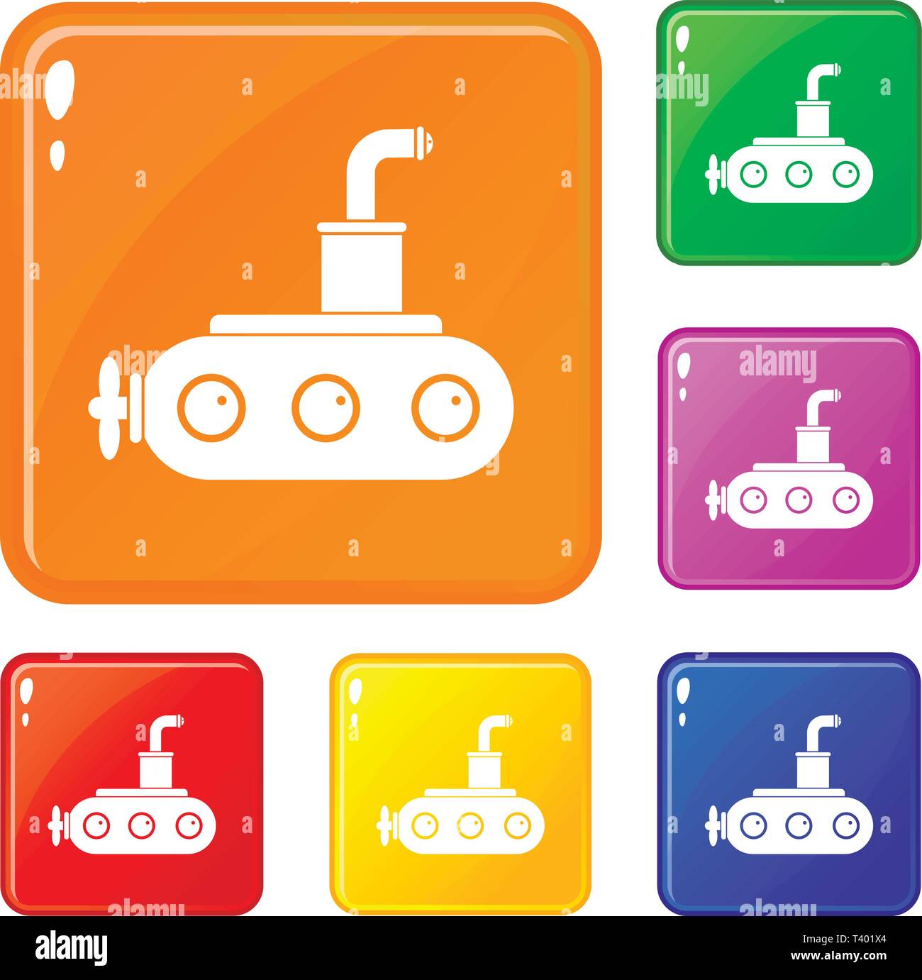 Submarine icons set vector color Stock Vector Image & Art - Alamy