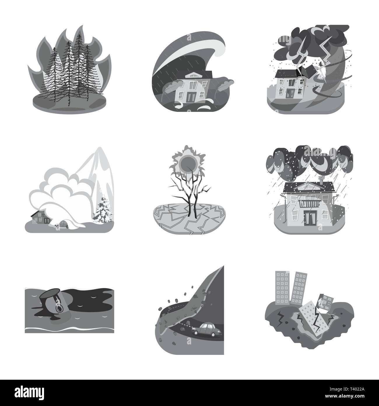 Vector illustration of nature and apocalypse icon. Collection of nature ...