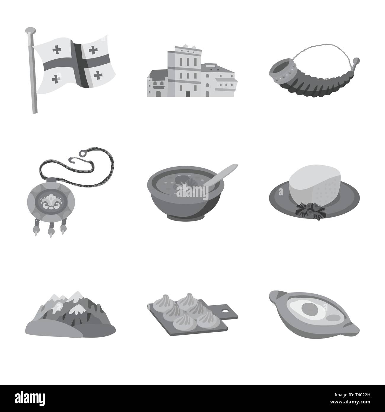 Isolated object of attributes and tourism sign. Collection of ...